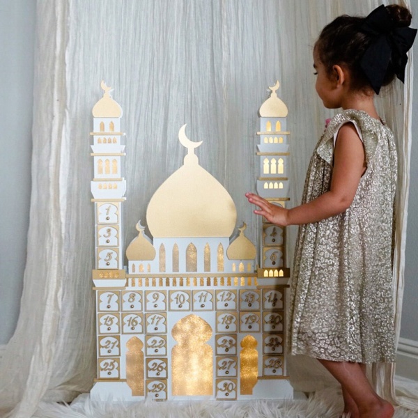 Cindy Ramadan Countdown Calendar With Drawer Box Wooden Castle LED ...