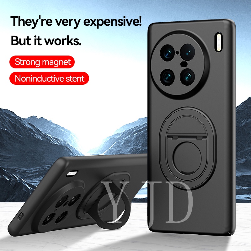 YJD Case For Vivo X90 Pro X90Pro+ Frosted Skin Feeling Ring Bracket ...