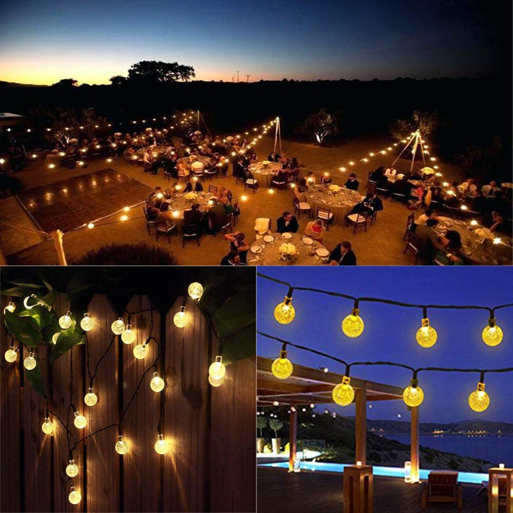 Lights String Outdoor Waterproof LED Christmas Solar Power Crystal ball ...