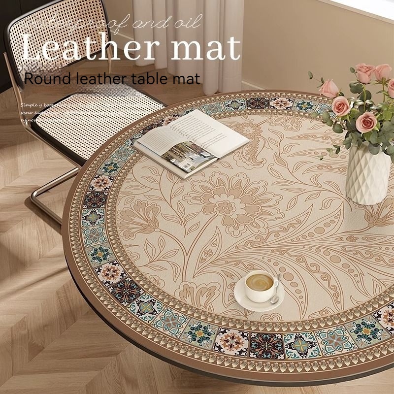 American Round Table Tablecloth High-End Leather Large Round Table Mat ...