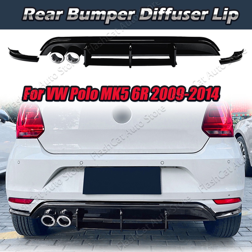 For Volkswagen For VW Polo MK5 6R 2009-2014 ABS 3 Fins Car Rear Bumper ...