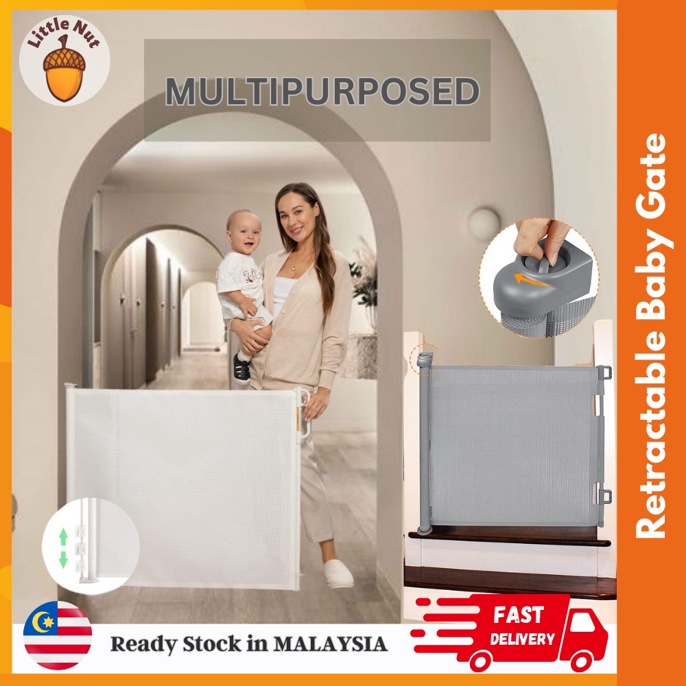 Retractable Safety Gate Lock Baby Safety Gate Lock Pagar Bayi Pets gate ...