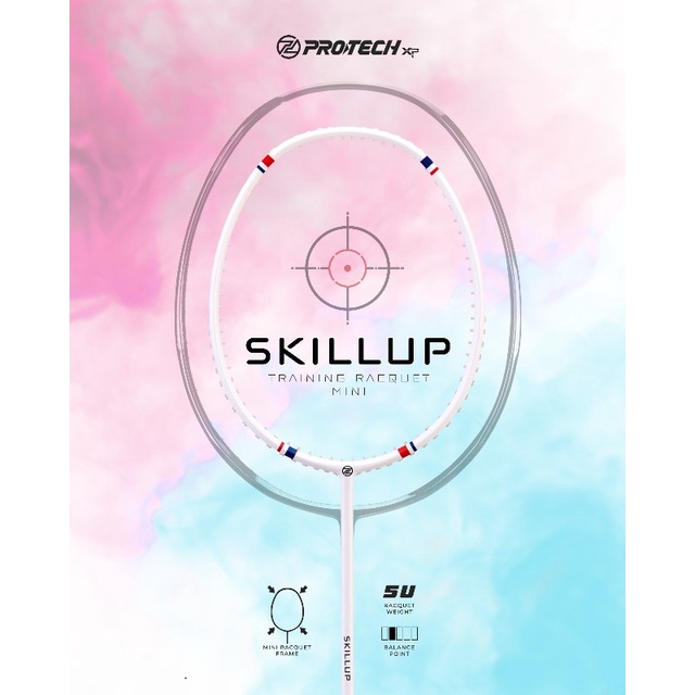 Protech "SKILL UP" Professional 5U Mini Frame Training Racket(MAX 30 LBS) (ORIGINAL)(FREE STRING ...