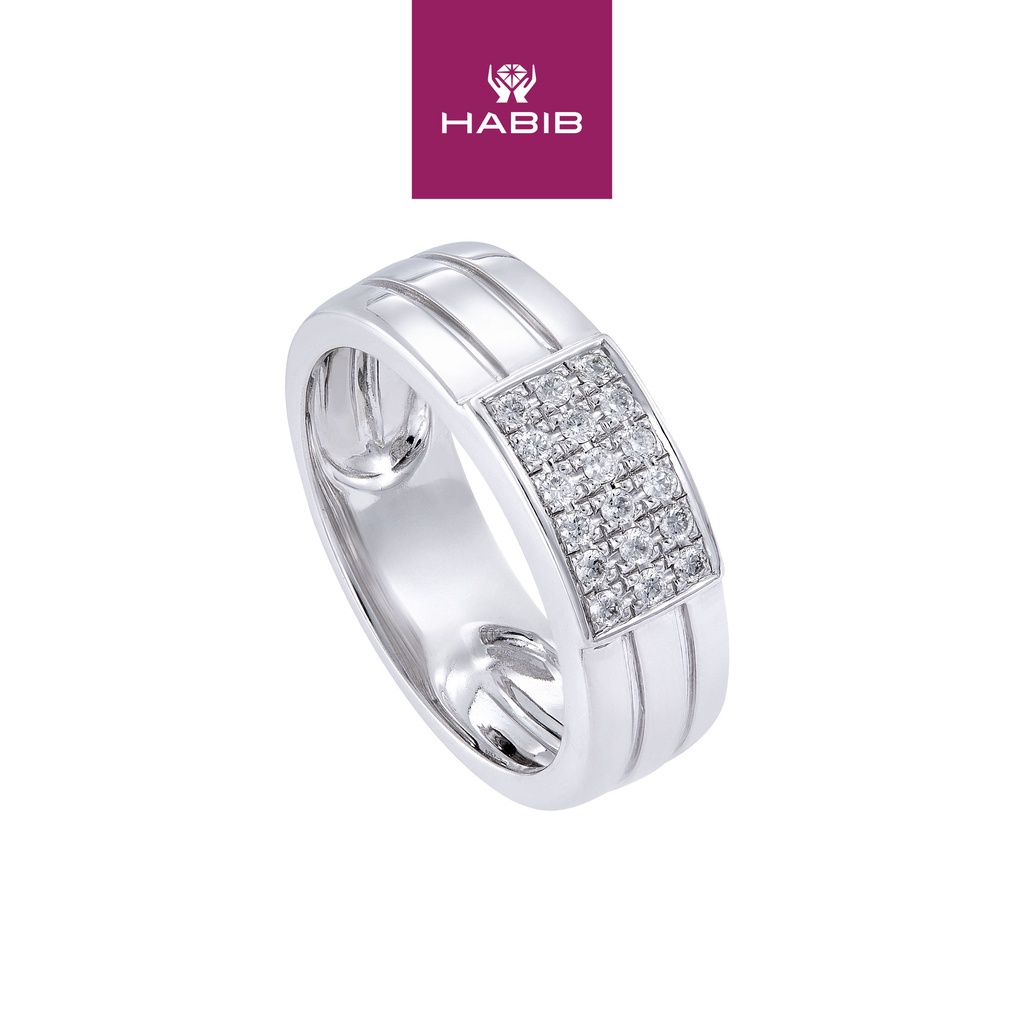 HABIB Round Cut and Diamond Men's Ring in 925 Silver Palladium ...