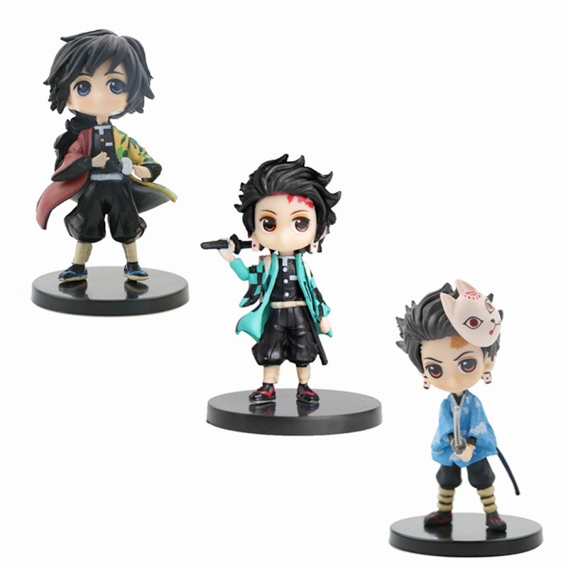 3pcs/set Q Version Mini Demon Slayer Figurine Kimetsu No Yaiba PVC ...