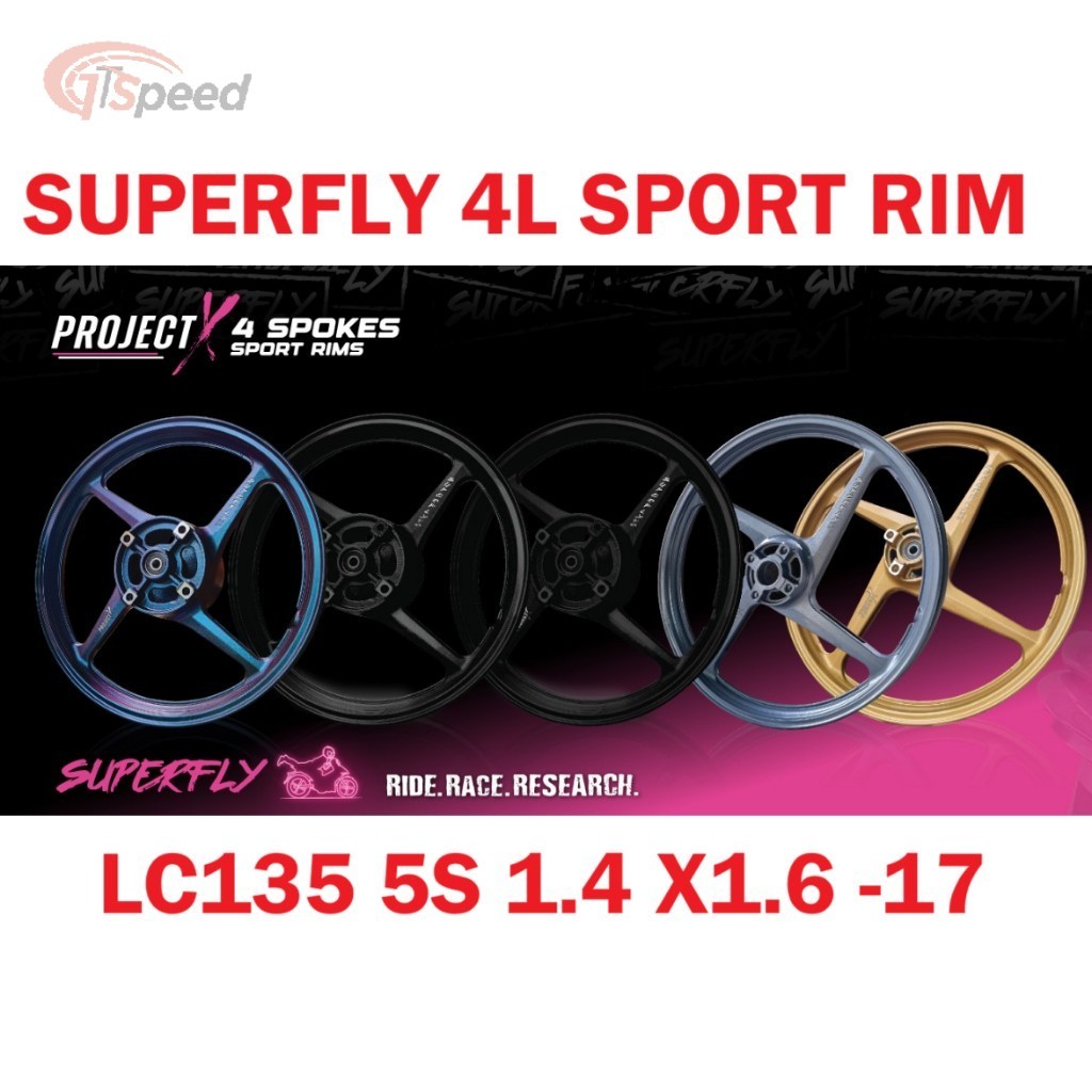SUPERFLY LC5S LC135-5 SPEED Y125 14-16 4LEG 4BATANG SPORT RIM SET ...