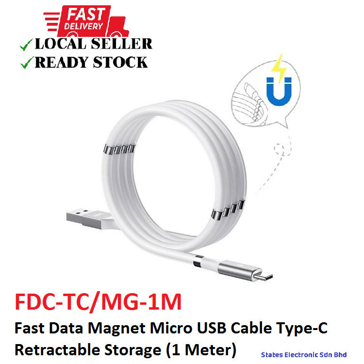 Fast Data Magnet Micro USB Cable Type-C Retractable Storage (1 Meter ...