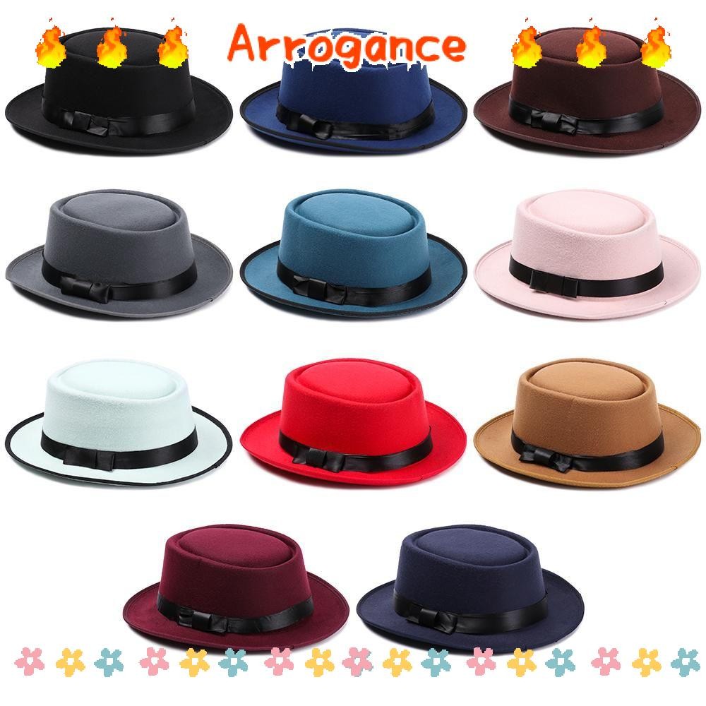 ARROGANCE Fedora Hat Flat Top Dress Dance Party Women Men Stage ...
