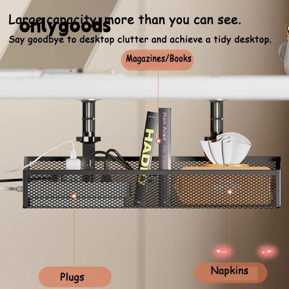 ONLYY Under Table Storage Rack, No Drill Under Desk Cable Management ...