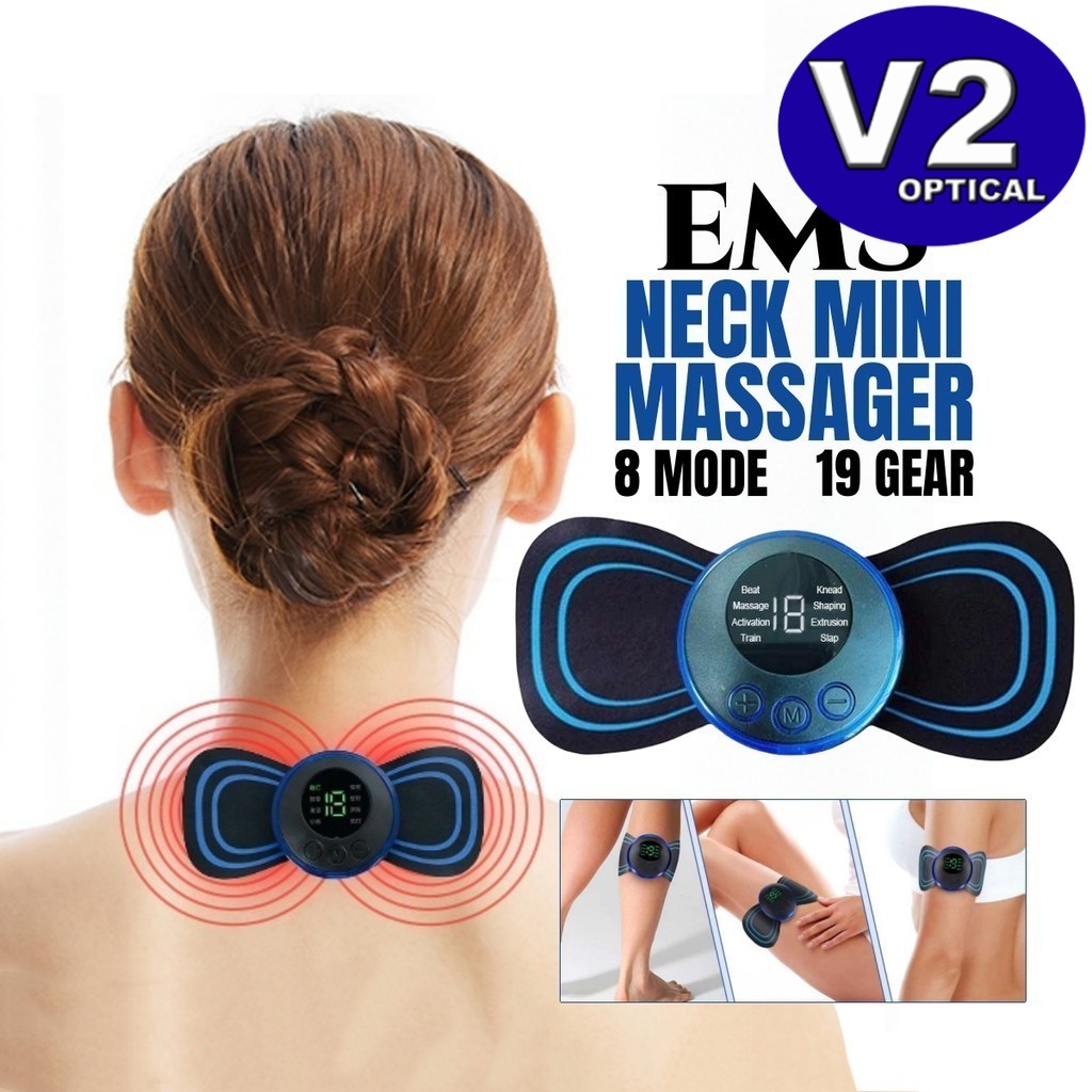 Neck Cervical Massage Sticker EMS Mini Massager Pain Relief Shoulder ...