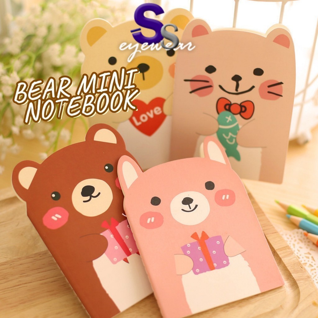 Cartoon Bear Mini Notebook Cute Large Writing Booklet Notepad Writing ...
