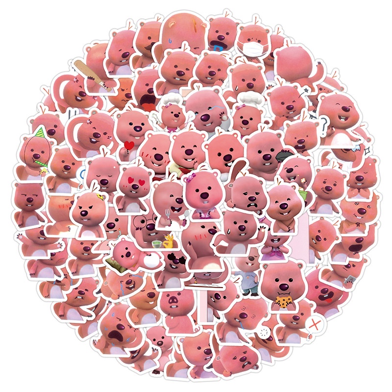 100PCS Korean Cartoon Cute Little Beaver Loopy Stickers For Helmet ...