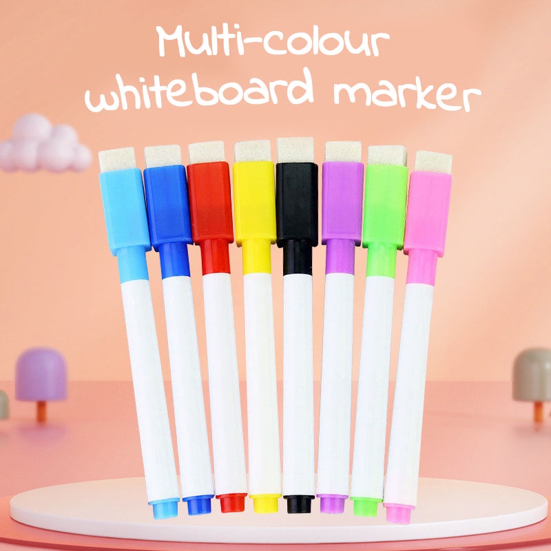 Color Whiteboard Marker Pen with Eraser Blue Red Black Pink Purple ...