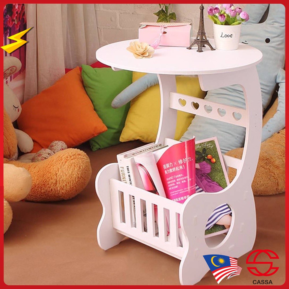 Cassa Frenchi Coffee Magazine Rack Round End Side Table (White) - Diameter 36CM | Shopee Malaysia