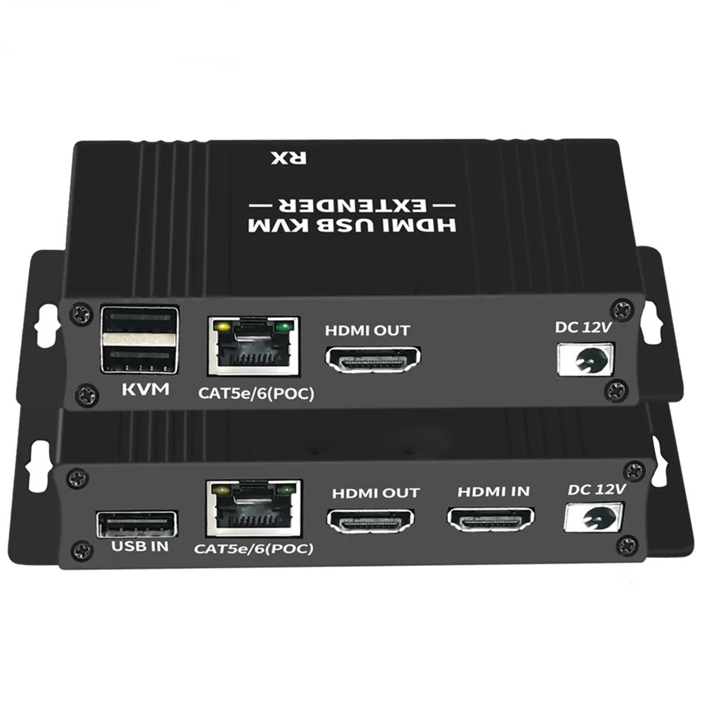 60M HDMI KVM Extender HDMI Extender with USB KVM Control RJ45 60m over ... 60M HDMI KVM Extender HDMI Extender with USB KVM Control RJ45 60m over ...
