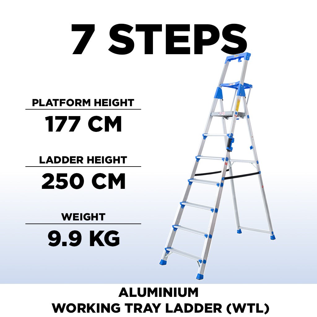 Aluminium 7 Steps Working Tray Ladder AL-WTL07 ALUCLASS | Shopee Malaysia