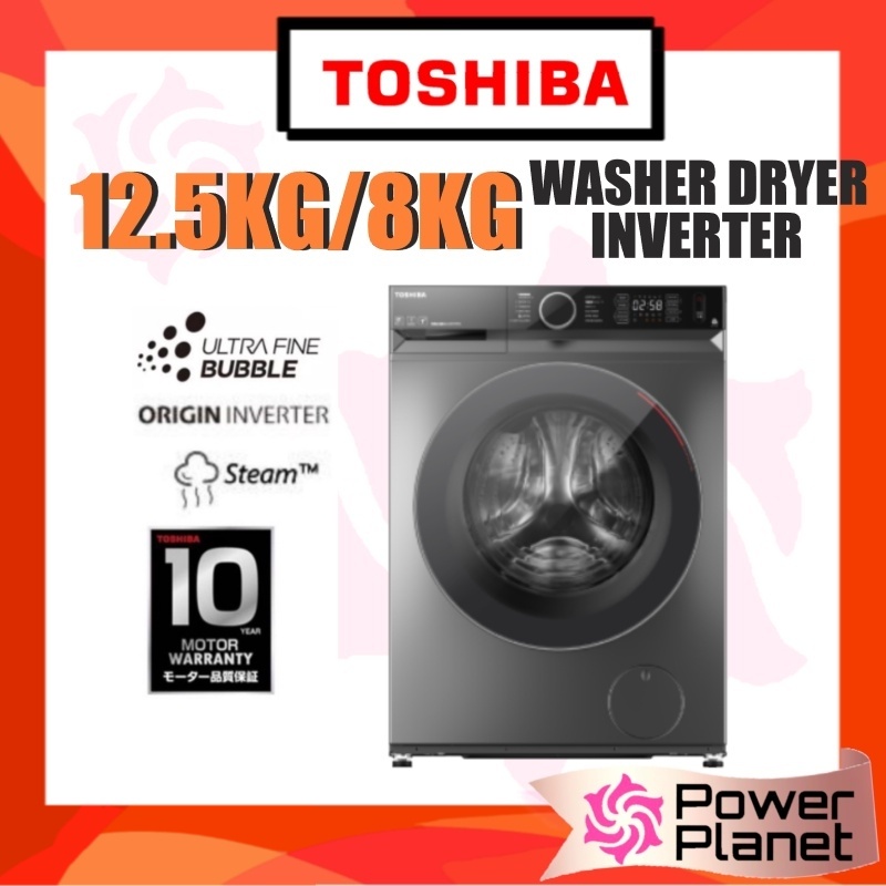Toshiba Washer Dryer 9.5/7kg 11.5/8kg 12.8kg/8kg Inverter TWD-BM105GF4M(SK) TWD-BM125GF4M(SK ...