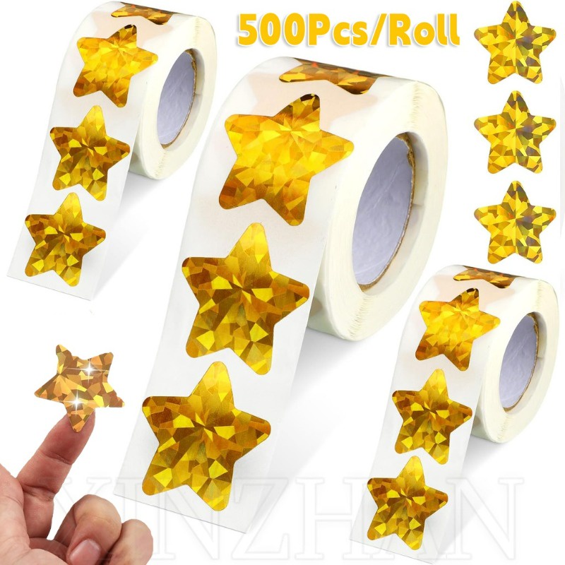 Glitter Pentagram Self Adhesive Label Stickers / 500Pcs/Roll ...
