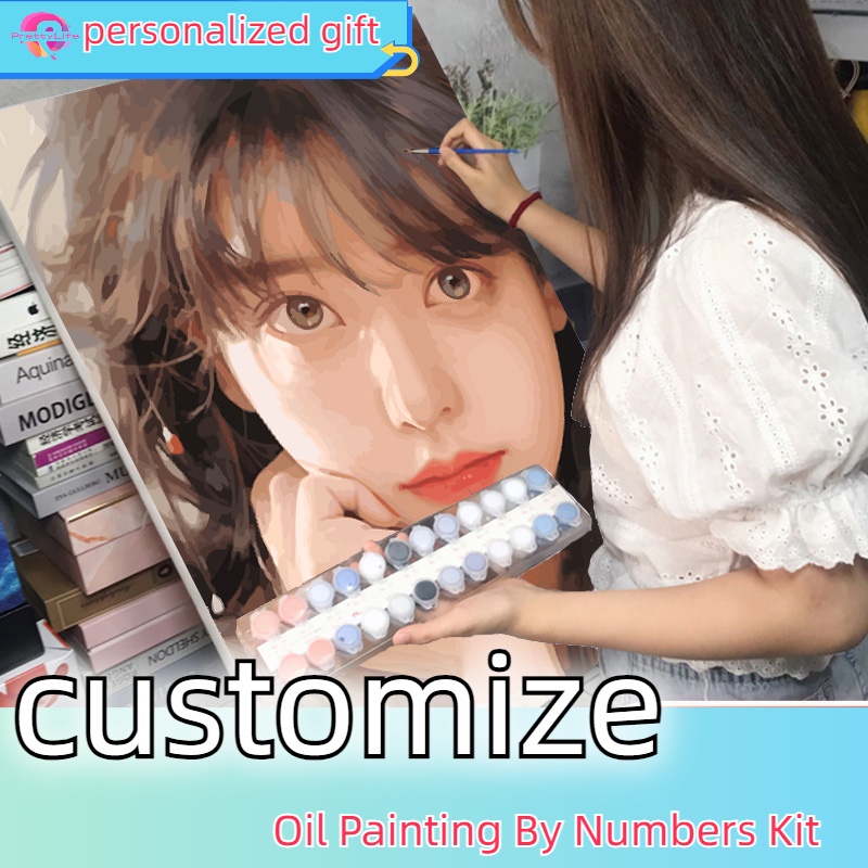 【PL Photo Custom】 24/36/48 Colors Canvas Oil Painting By Numbers Kit ...