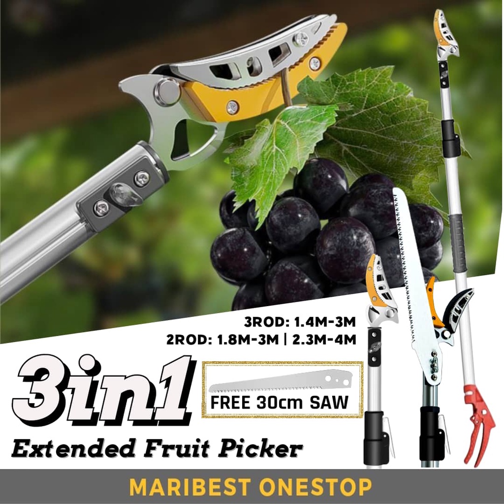 3in1 Extendable Fruit Picker Tree Branch Cutter Telescopic Pruning Saw ...