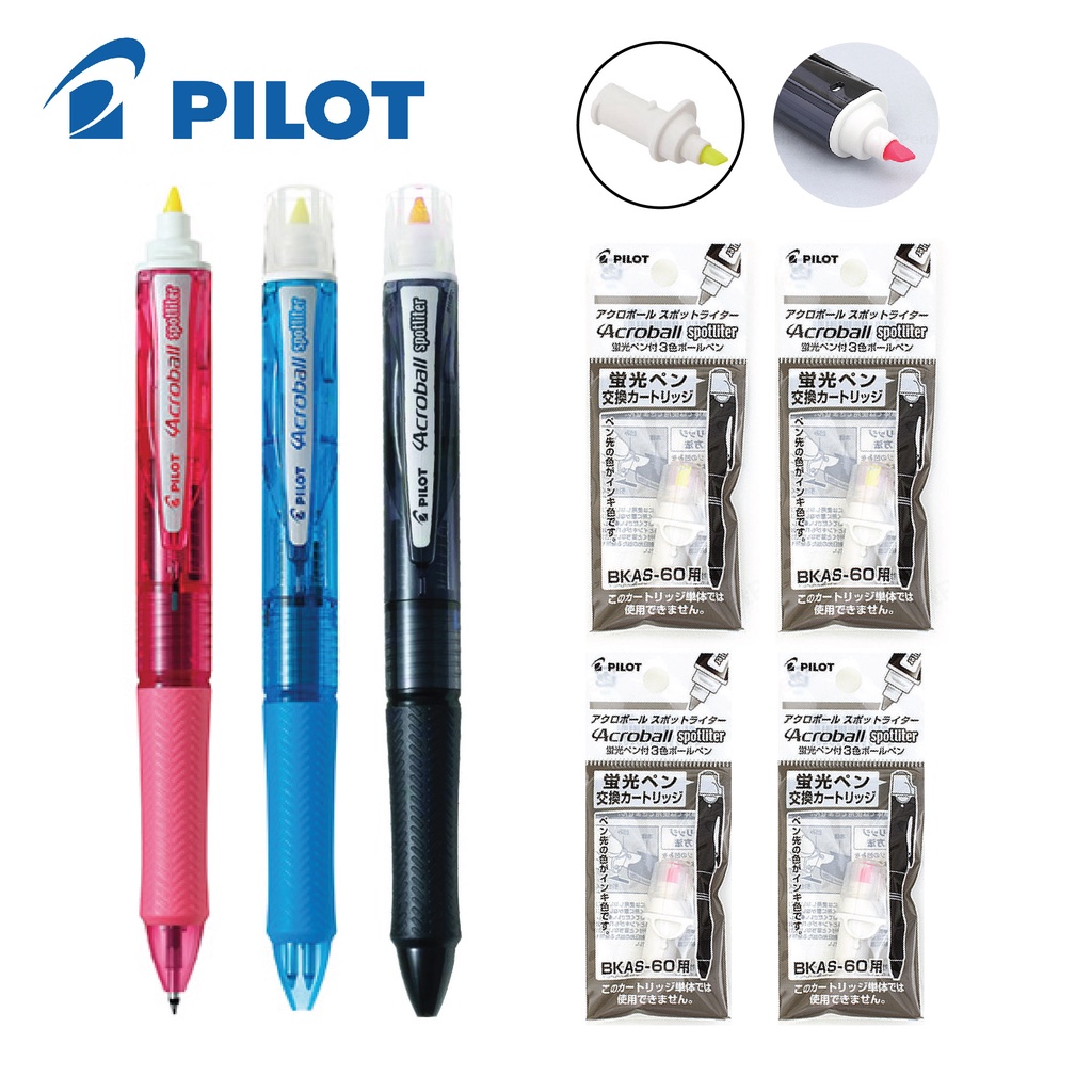 Pilot Acroball Spotliner 3 in 1 Multifunction pen + highlighter (with 4 ...