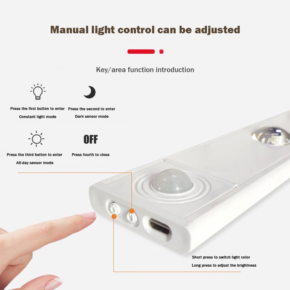 {Warm} Ultra-thin Wireless Motion Sensor Light Rechargeable Brightness ...
