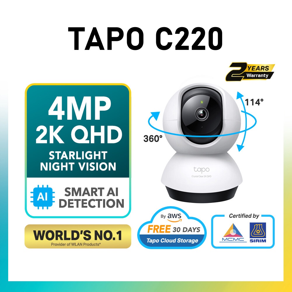 Tapo C220 4MP/2K Pan/Tilt AI CCTV WIFI & Wireless IP Camera with Smart AI Detection ...