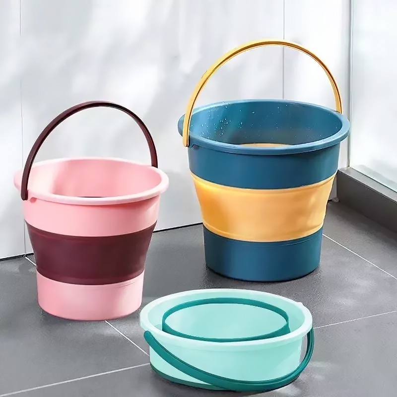Foldable Collapsible Bucket Pail Water Washing Cleaning Tong Baldi ...