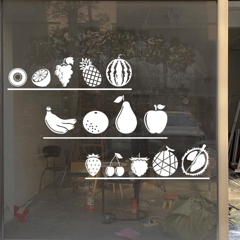 Fruit Vegetable Shop Glass Window Wall Decoration Pineapple Durian ...