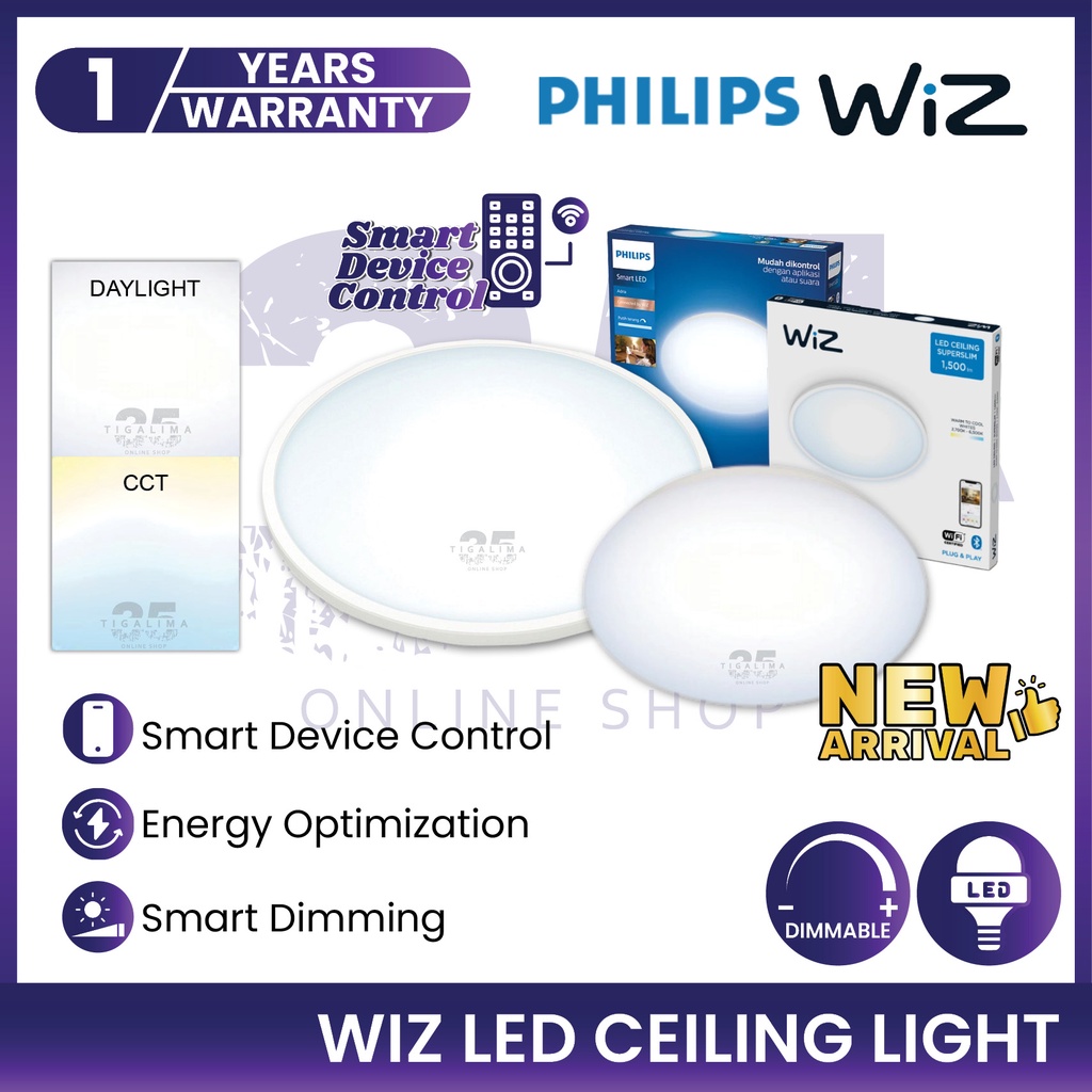 PHILIPS Wiz LED Super Slim Tunable White Ceiling Light 14W 16W (2700K ...