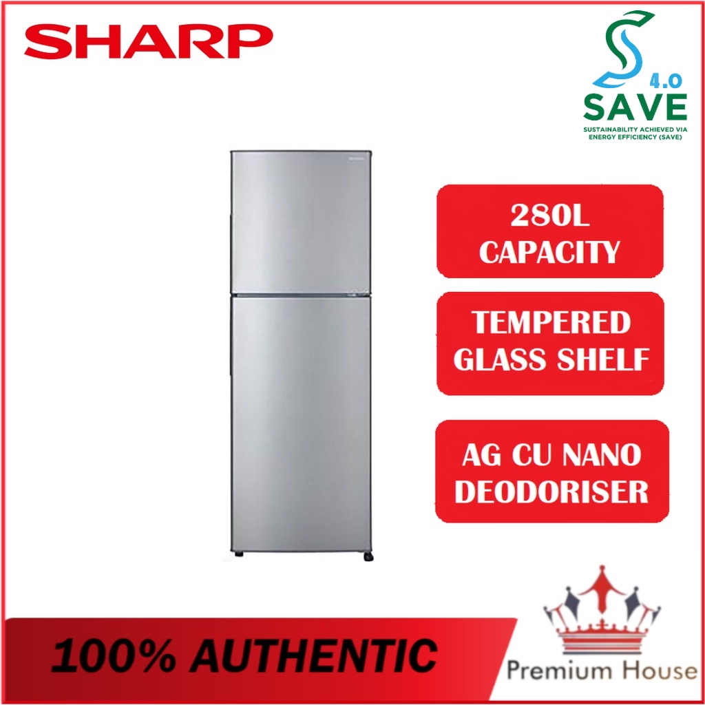 SHARP SJ285MSS 280L AG CU Nano Deodoriser 2-Door Fridge/Refrigerator ...