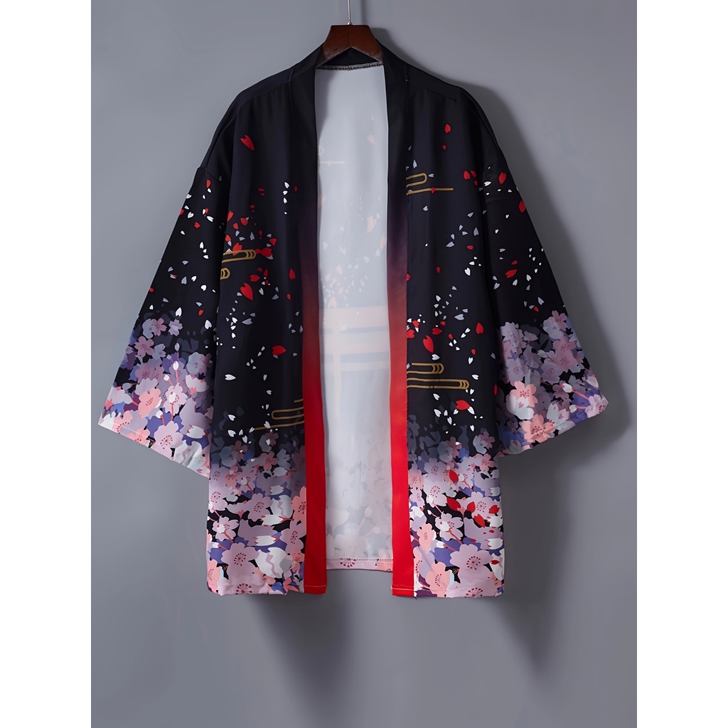 Floral Print Open Front Kimono, Elegant For Spring & Summer | Shopee ...