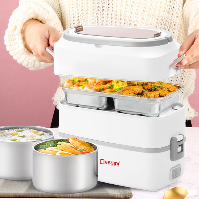 DESSINI 2 liter Lunch Box Electric Steamer Warmer Rice Cooker Non Stick ...