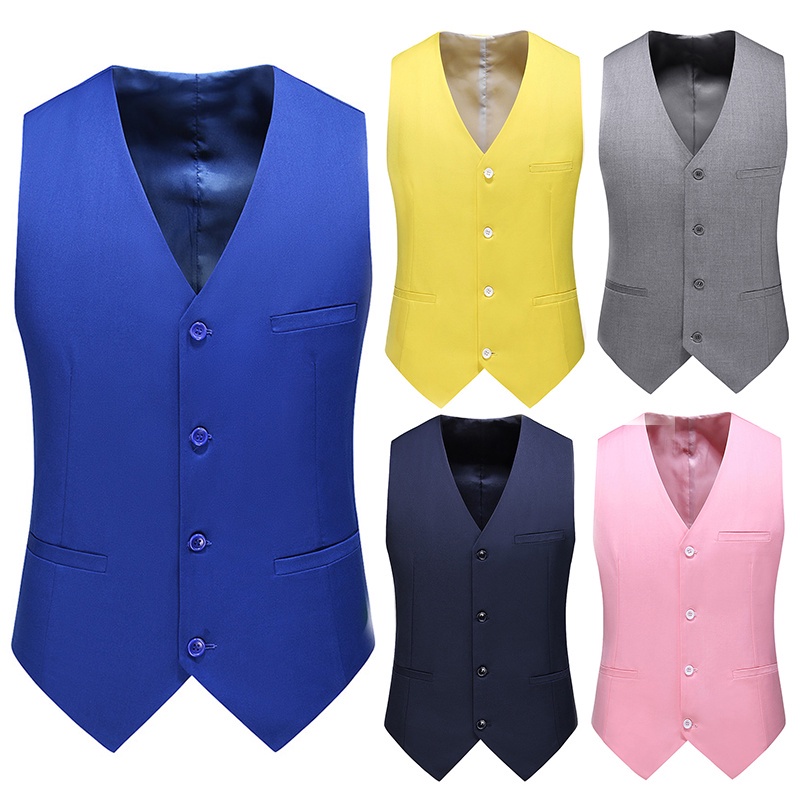 Royal Blue Vest Waistcoat Men 2025 Brand New Slim Fit V Neck Dress ...