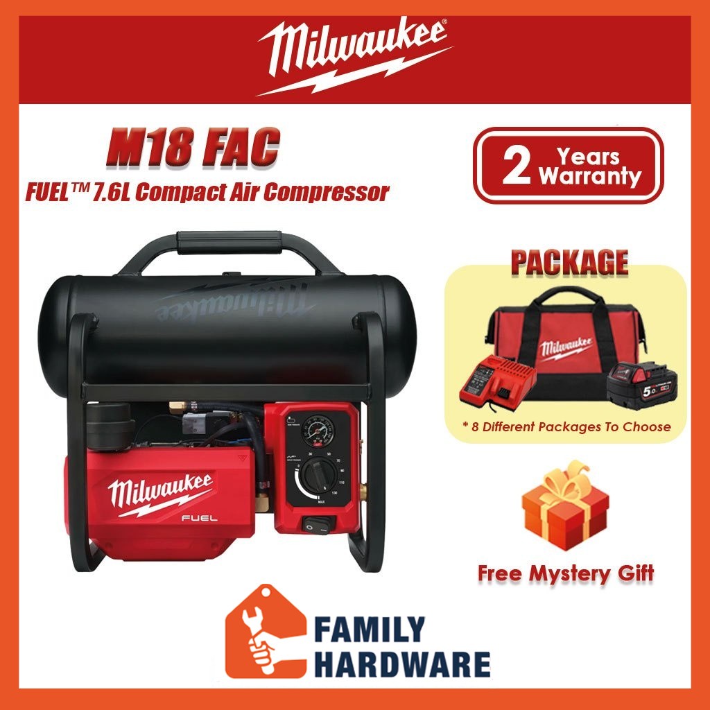 MILWAUKEE M18 FAC FUEL™ 7.6L Cordless Compact Air Compressor M18FAC ...