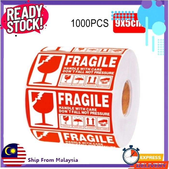 1000 PCS Fragile Sticker Warning Label Poslaju Courier Urgent Sticker ...