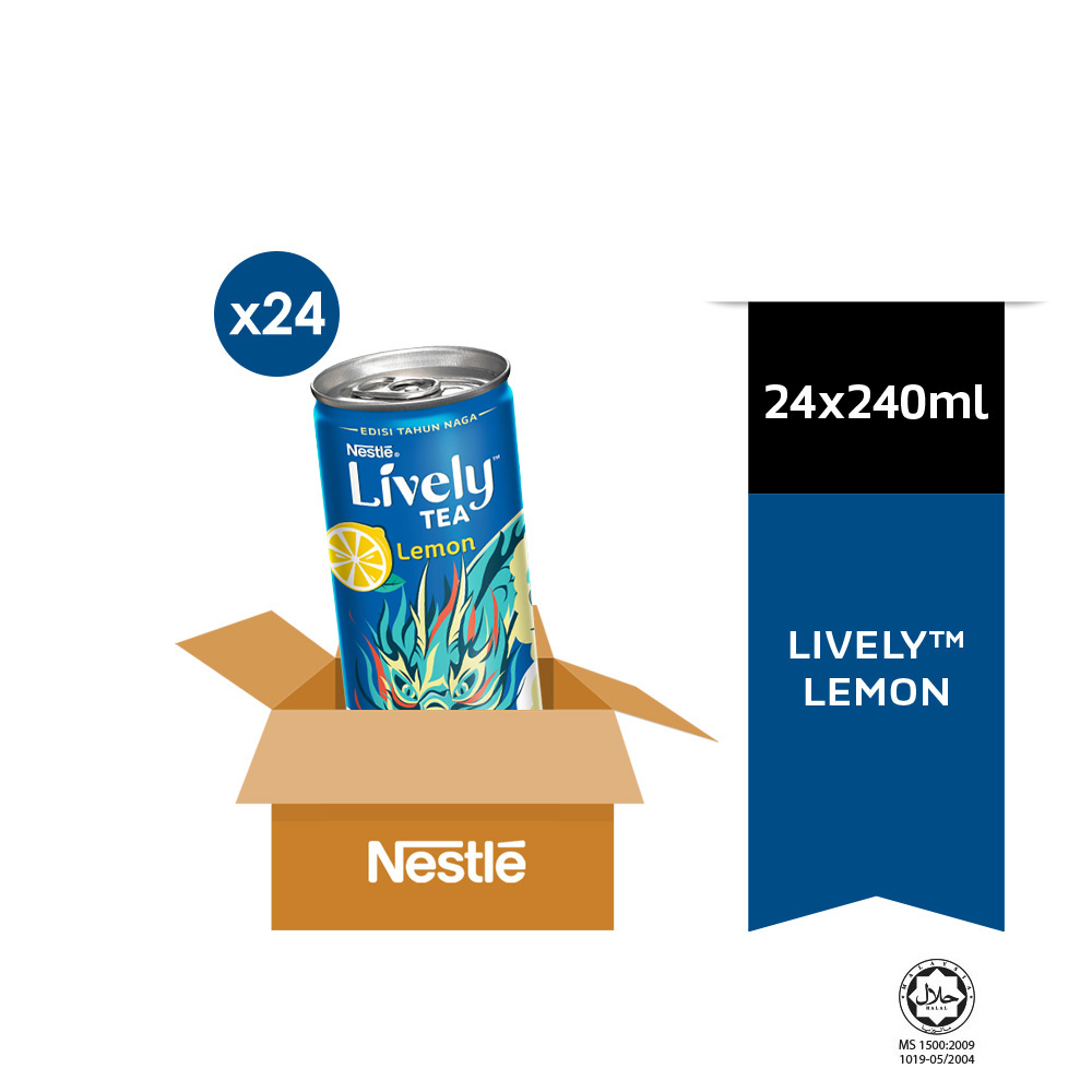 NESTLE LIVELY Tea Lemon Guarana Can 240ml CNY Festive (Carton) | Shopee ...
