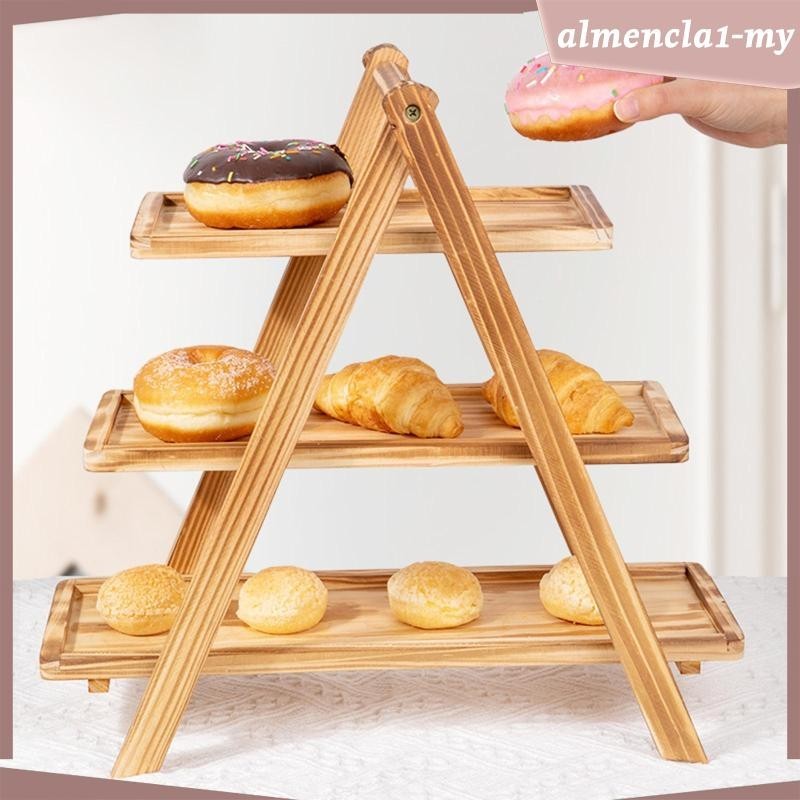 [AlmenclaabMY] Wood 3 Tier Serving Tray Tiered Serving Stand Dessert ...