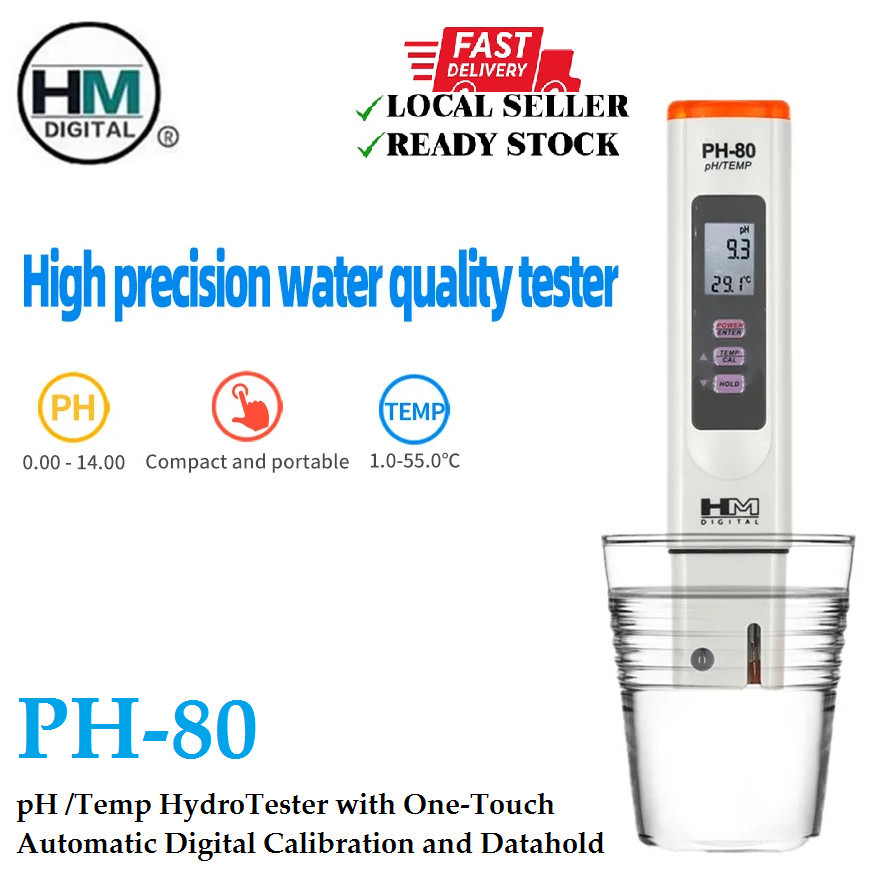 HM Digital PH-80 pH /Temp HydroTester with One-Touch Automatic Digital ...