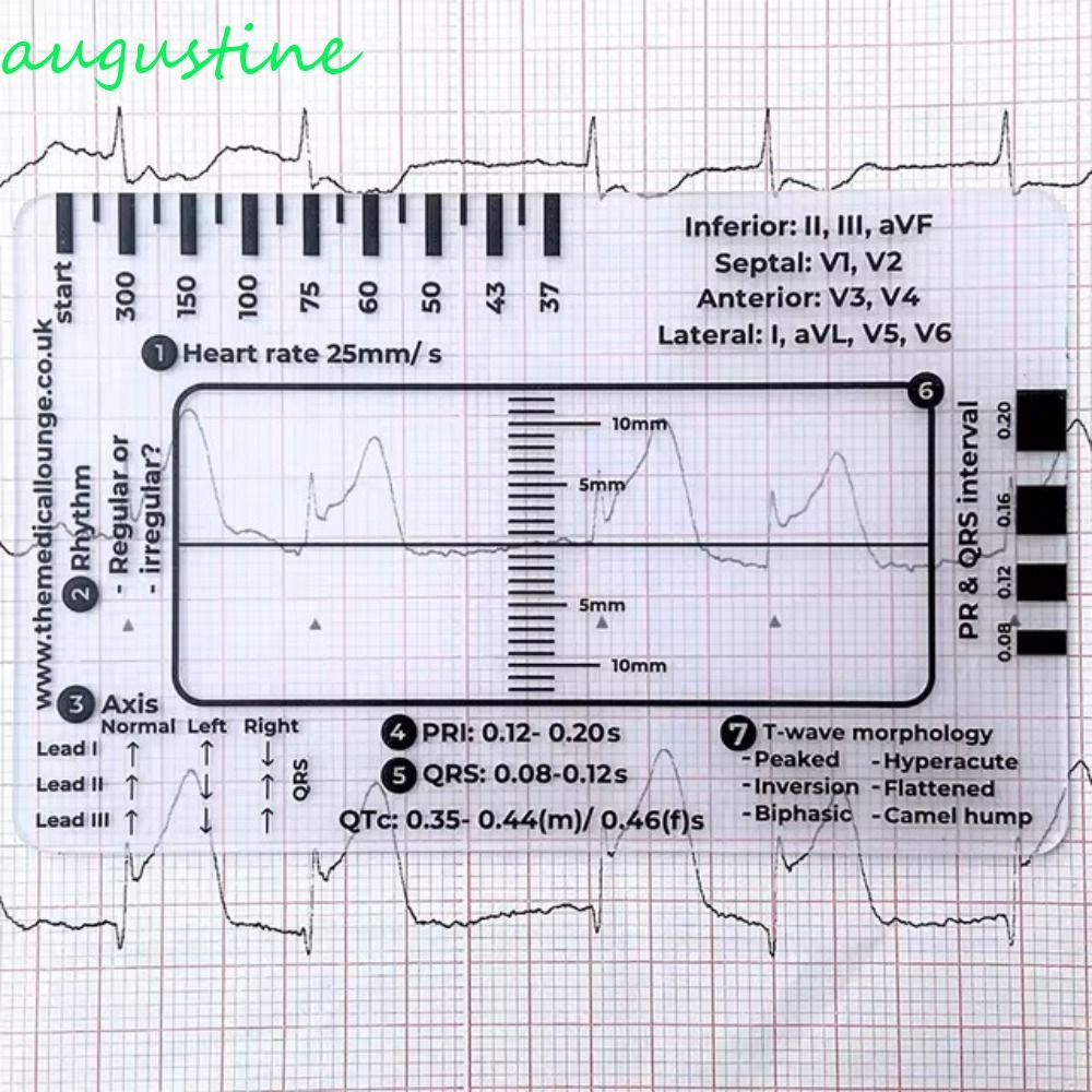 AUGUSTINE Ecg/Ekg Reference Guide, with Protective Sheath Clear ECG 7 ...