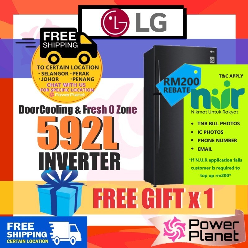 [SEDA NUR] [FREE SHIPPING & GIFT] LG 592L Fridge Top Freezer GR-H802HQHM Inverter ( 4 stars ...
