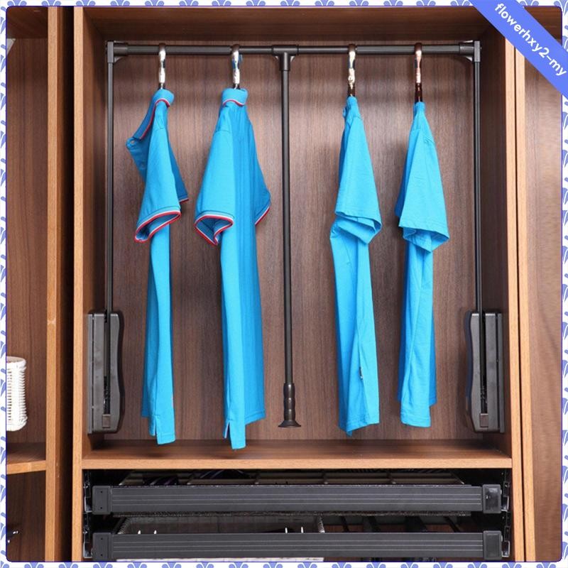 [FlowerhxyaeMY] Pull Down Closet Rod Extendable Cloth Hanger Practical ...