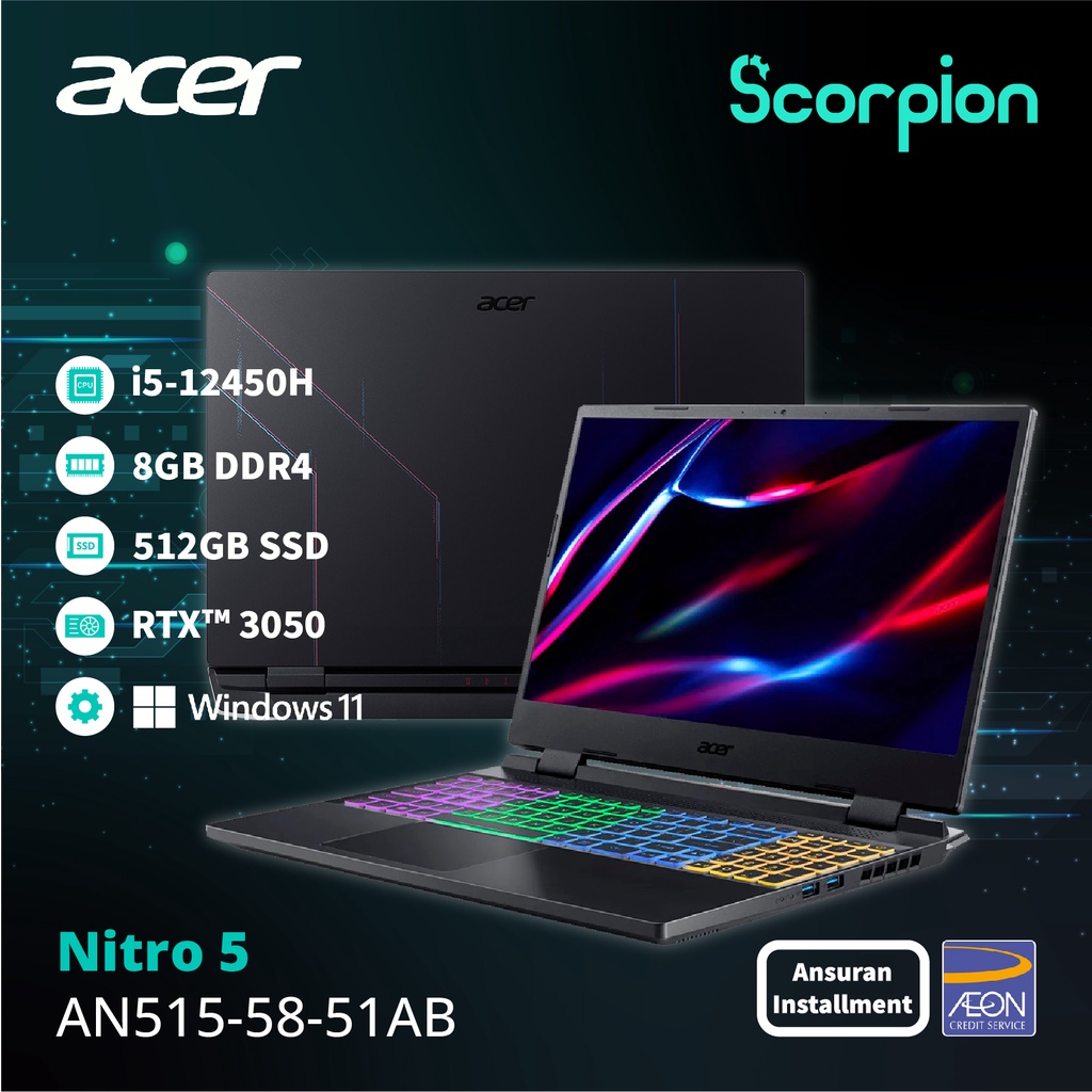 Acer Nitro 5 AN515-58-51AB Gaming Laptop（Aeon Credit Services-36 ...