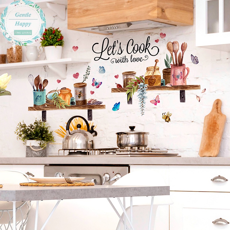 GentleHappy Cartoon Kitchen Decor Wall Stickers Removable Waterproof ...
