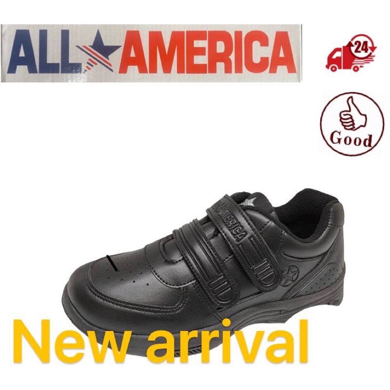 ALL AMERICA 4917 Kasut Sekolah Hitam Sekolah Rendah FULL PVC WATERPROOF ...