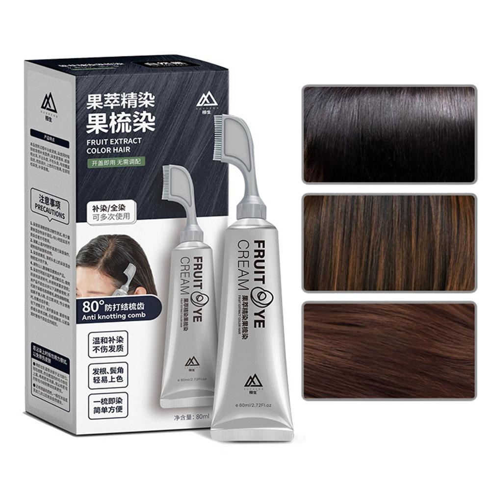 80ml Fruit Hair Dye Cream Hair Coloring Black Hair Dye Cream With Comb ...