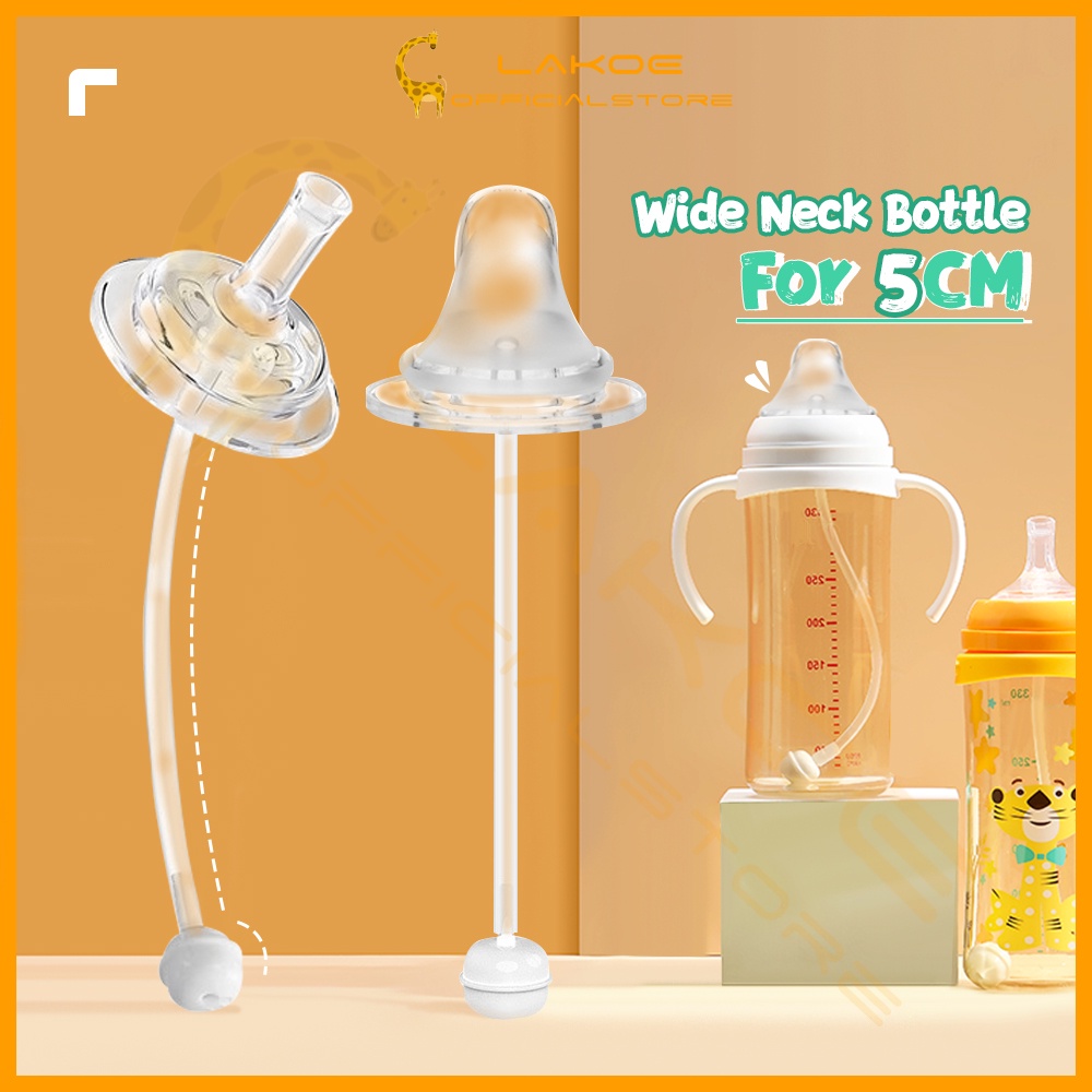 LAKOE 5CM Baby Pacifier With Straw Wide Neck Bottle Replacement Nipples ...