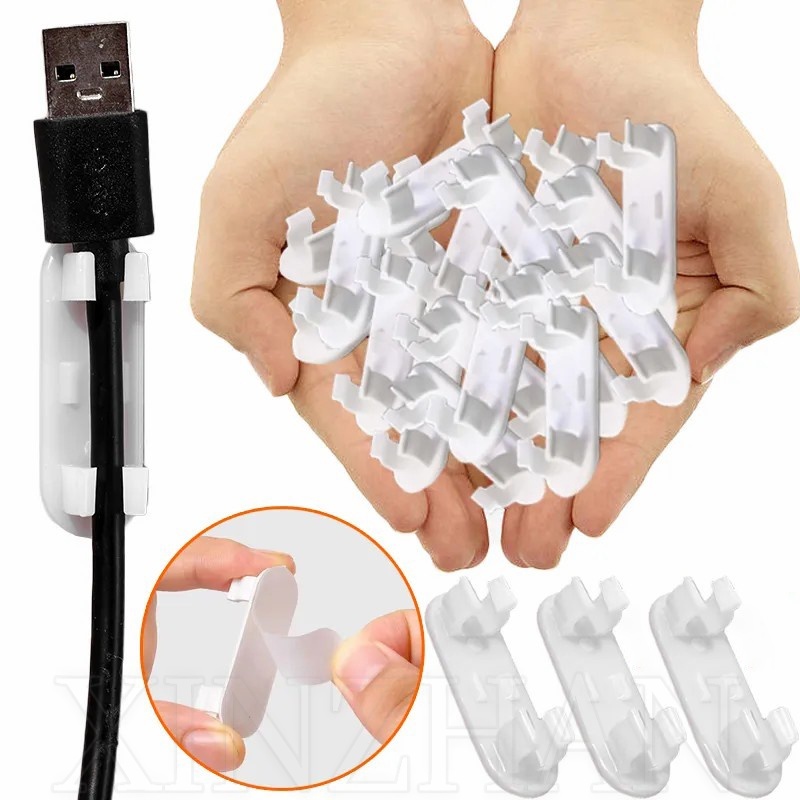Wall Mounted Small Sticky Wire Clamp / Mini Cord Fixed Holder for TV PC ...