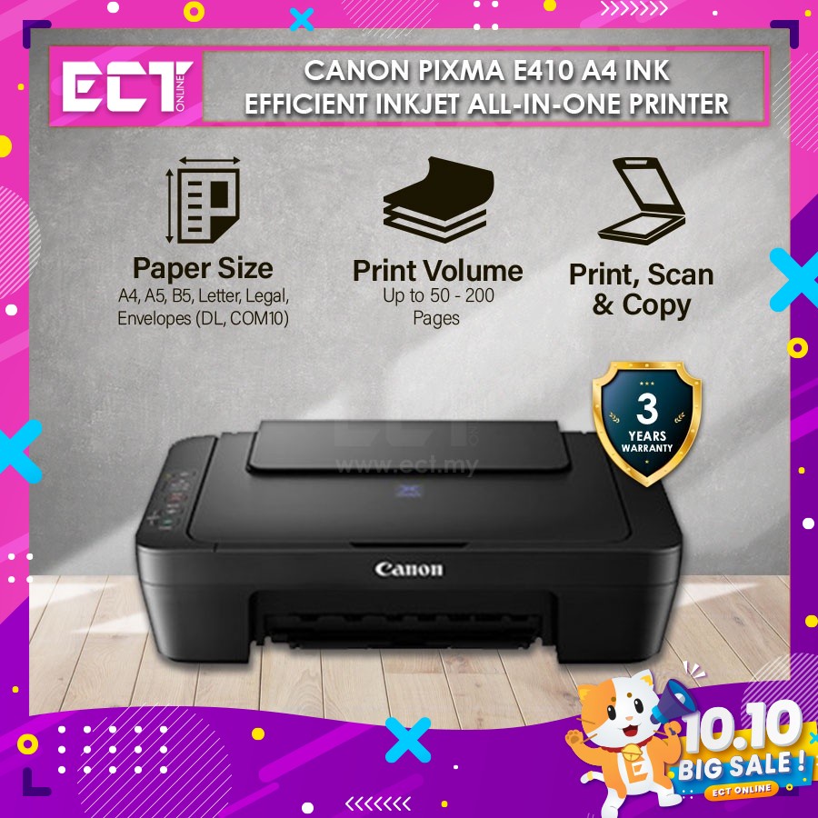 Canon PIXMA E410 A4 Ink Efficient Inkjet All-In-One Printer | Shopee Malaysia