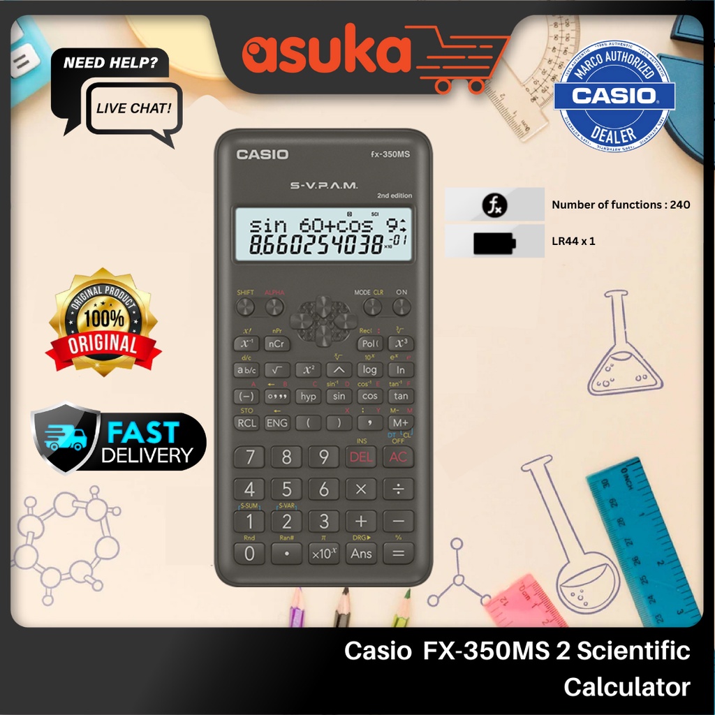 [ORIGINAL] Casio FX-350MS 2 Scientific Calculator 2nd edition | Shopee ...